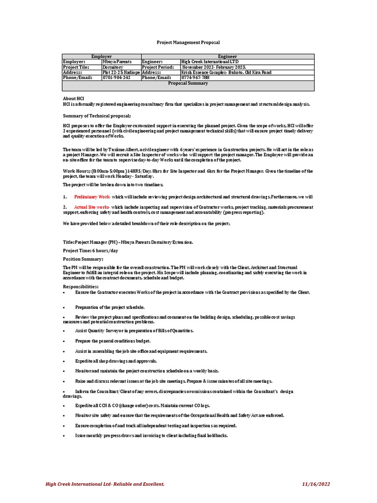 Project Management Proposal | PDF