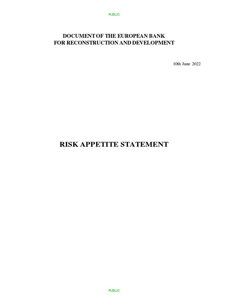 Risk Appetite Statement | PDF