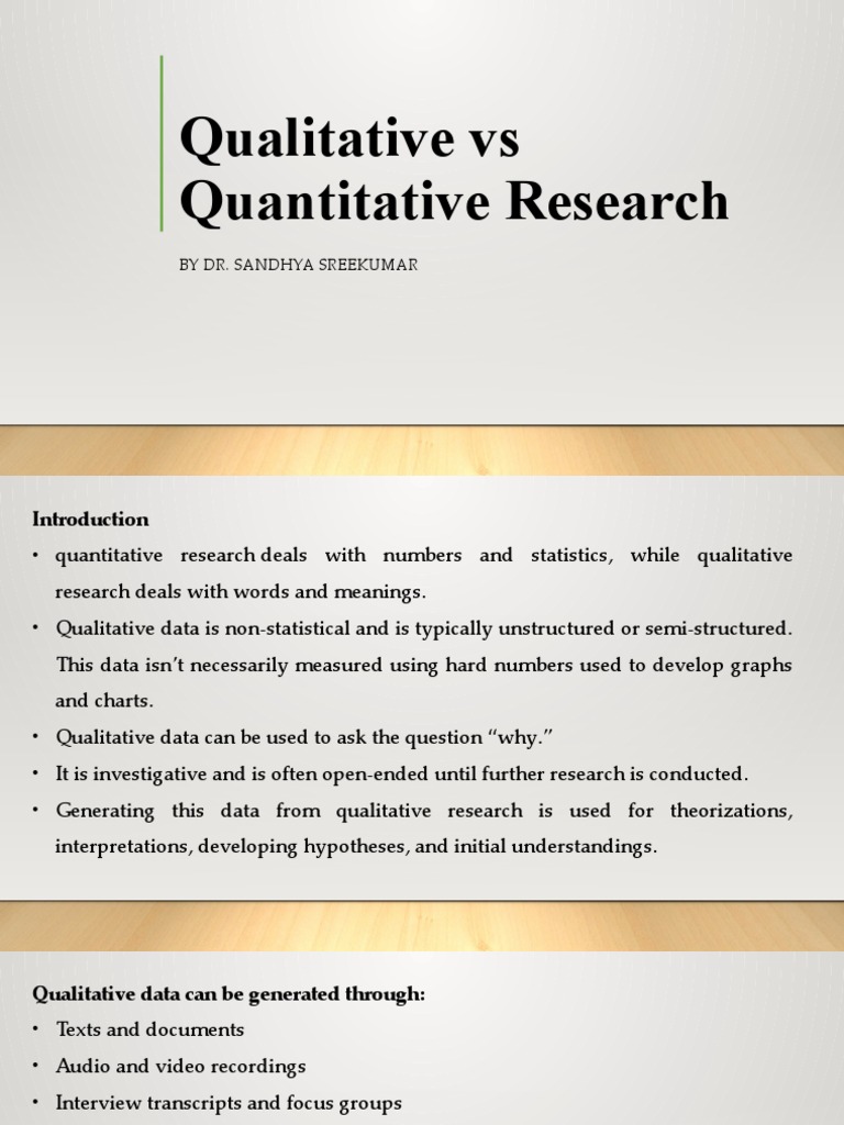 Qualitative Vs Qualitative Research | PDF | Qualitative Research ...
