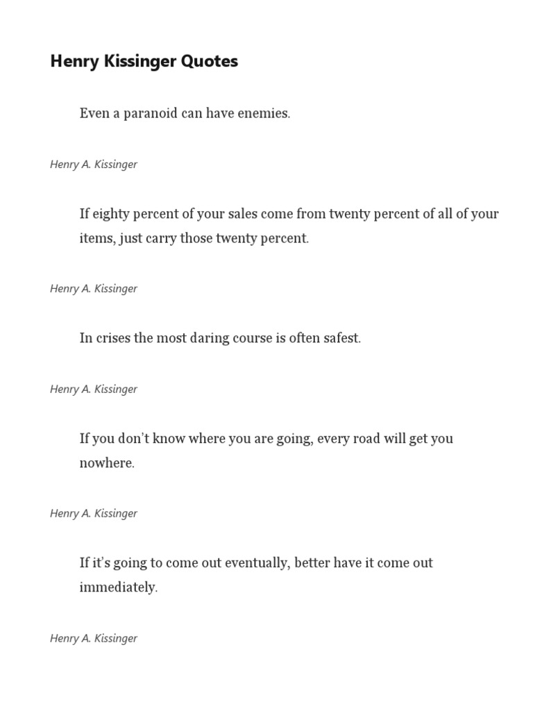Insightful Quotes by Henry Kissinger | PDF | Henry Kissinger | Richard ...