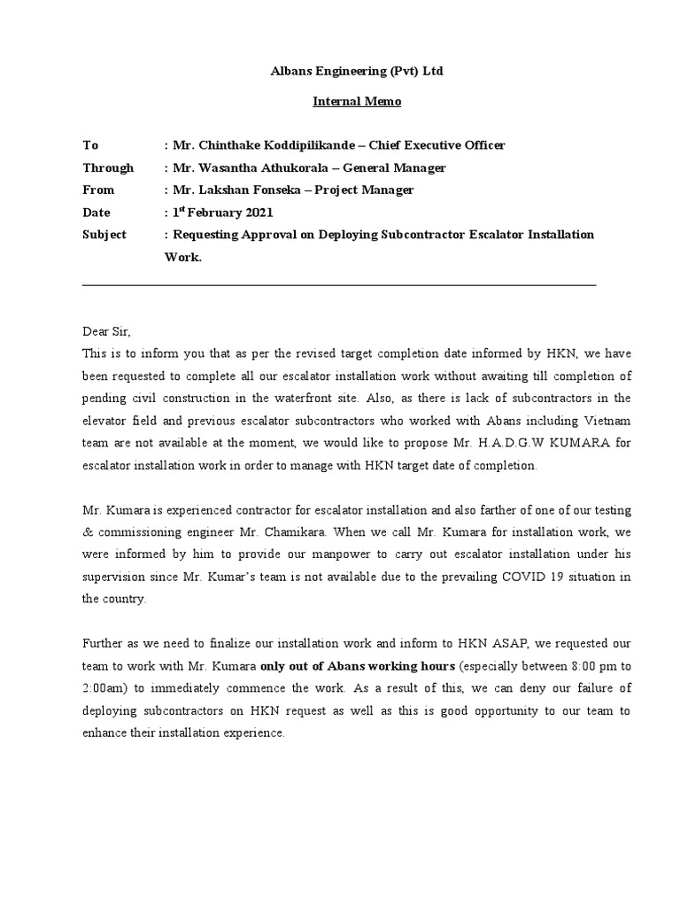 Internal Memo - Installation Target Achievement and Refreshment. | PDF