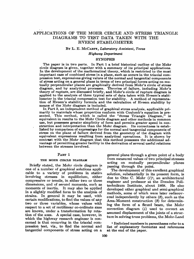 Applications of T H E Mohr C I R C L E and Stress Triangle Diagrams To ...
