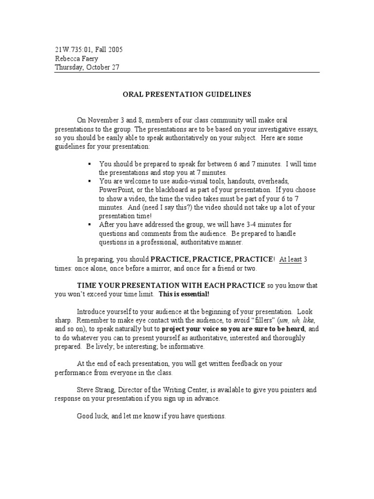 Oral Presentation Guidelines | PDF