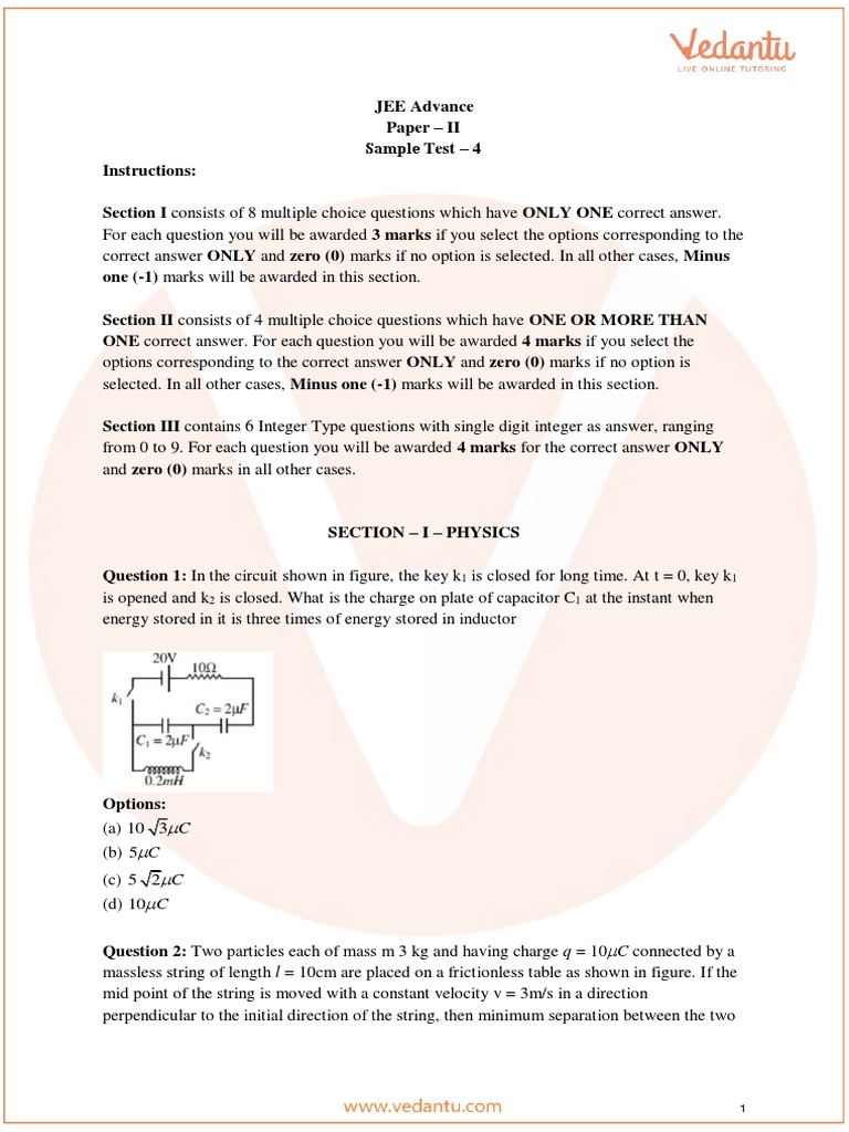 Jee advanced sample question paper 9_072958 | PDF