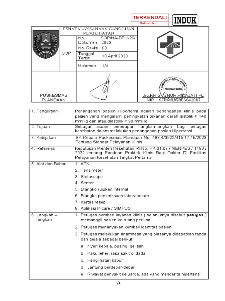 Bpu-21 Sop Penanganan Pasien Hipertensi | PDF