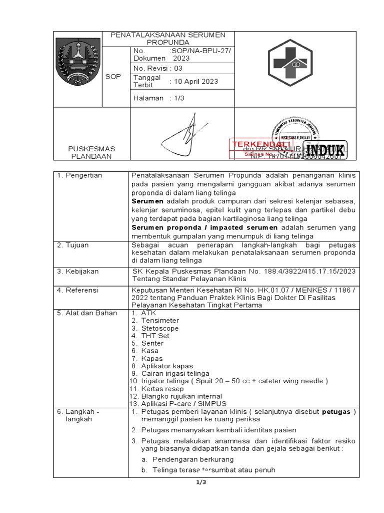 Bpu-27 Penatalaksanaan Serumen Propunda | PDF
