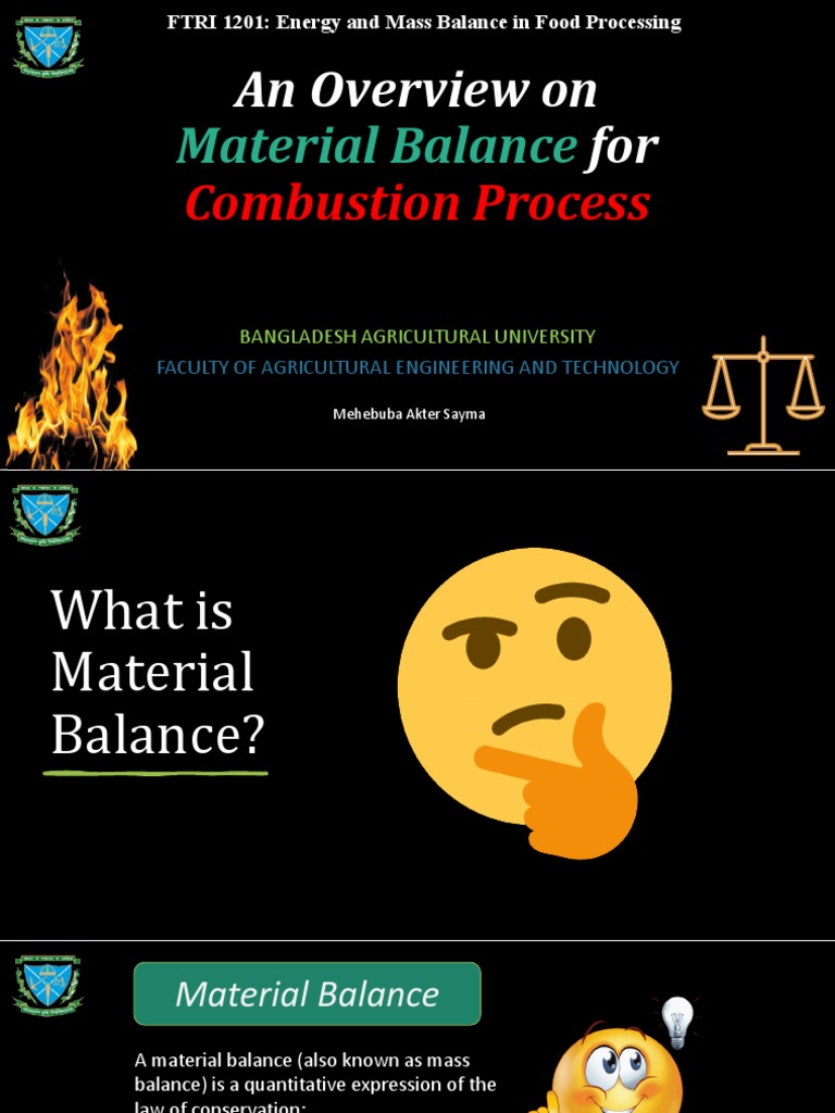 Overview of Material Balance For Combustion Process | PDF | Combustion | Stoichiometry