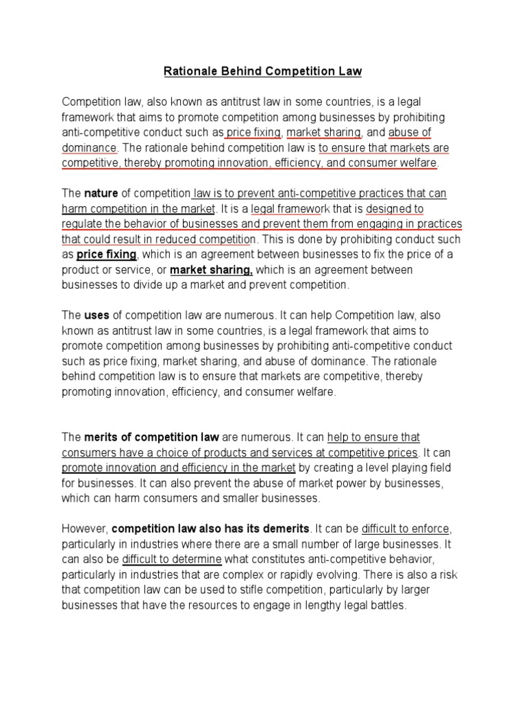 Rationale Behind Competition Law | PDF | Competition Law | Competition