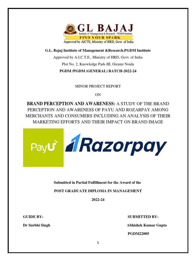 Brand Perception and Awareness of Payu and Rozarpay | PDF | Brand ...