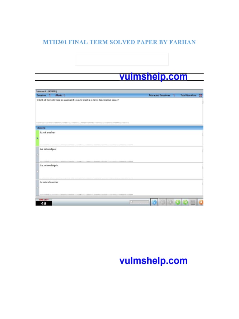 MTH301 201 Final Term Solved Past Paper | PDF