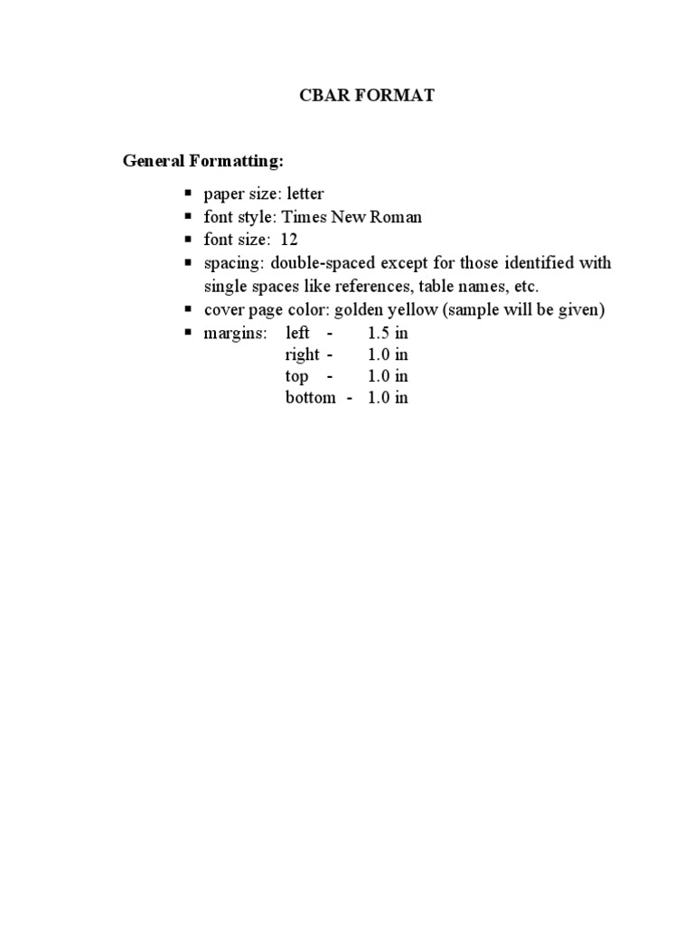2023 Cbar Formatting Guide TMP | PDF