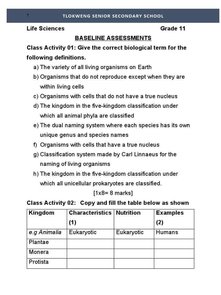 Baseline Assessments LFSC | PDF