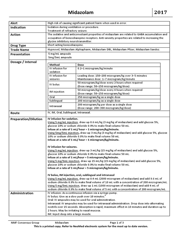 Midazolam Neomed | PDF | Midazolam | Drugs