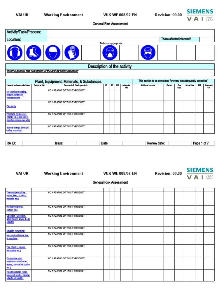General Risk Assessment Overview | PDF