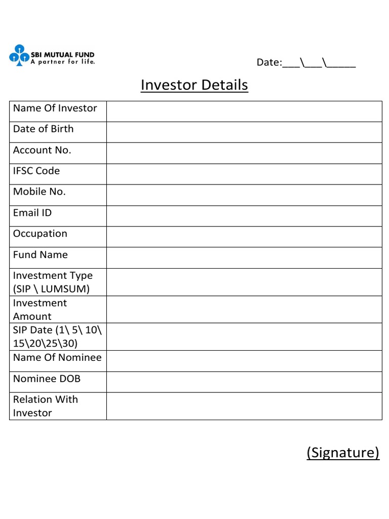 Investor Details Form | PDF