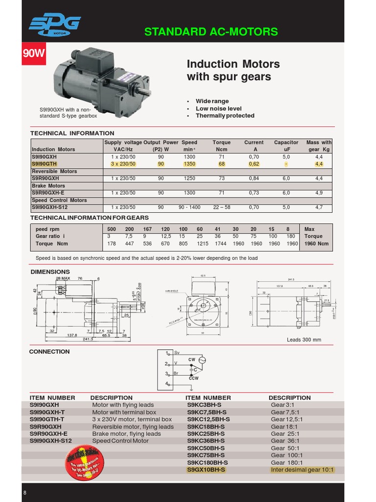 SPG Motor Gearbox Specifications | PDF