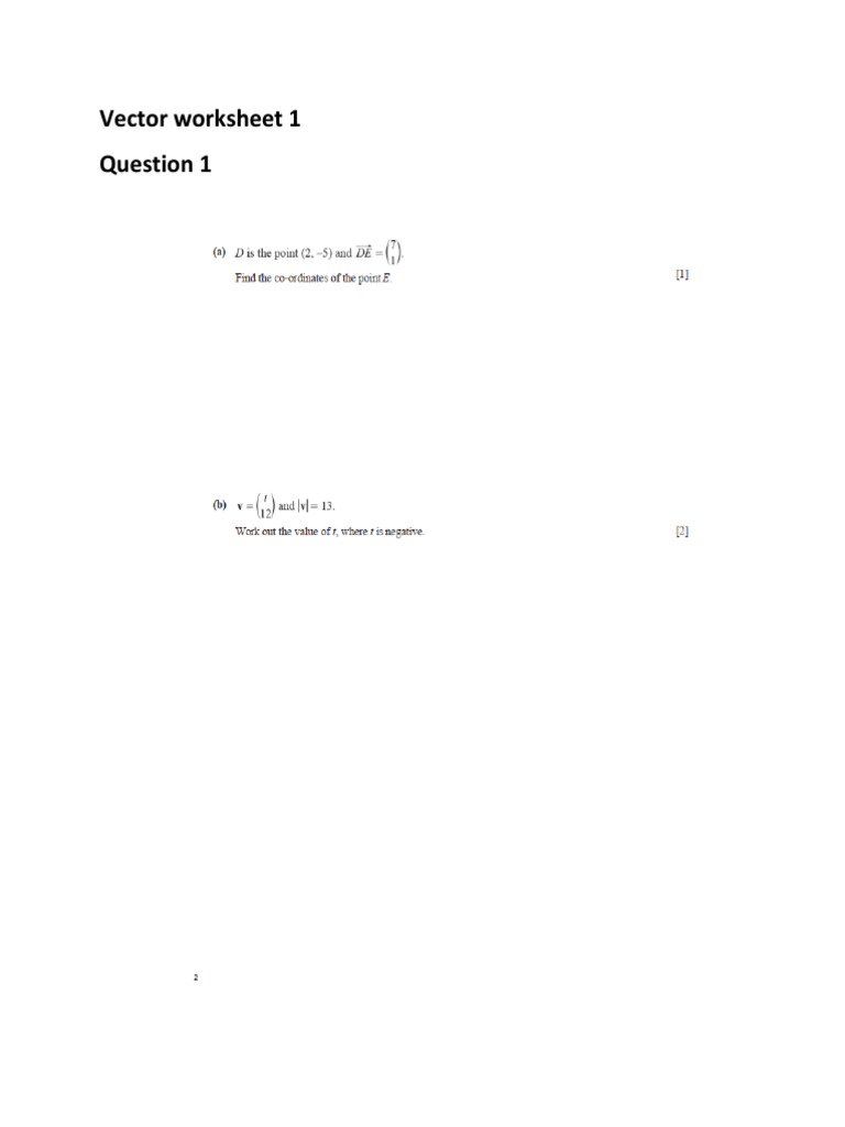 Vector worksheet 1 | PDF