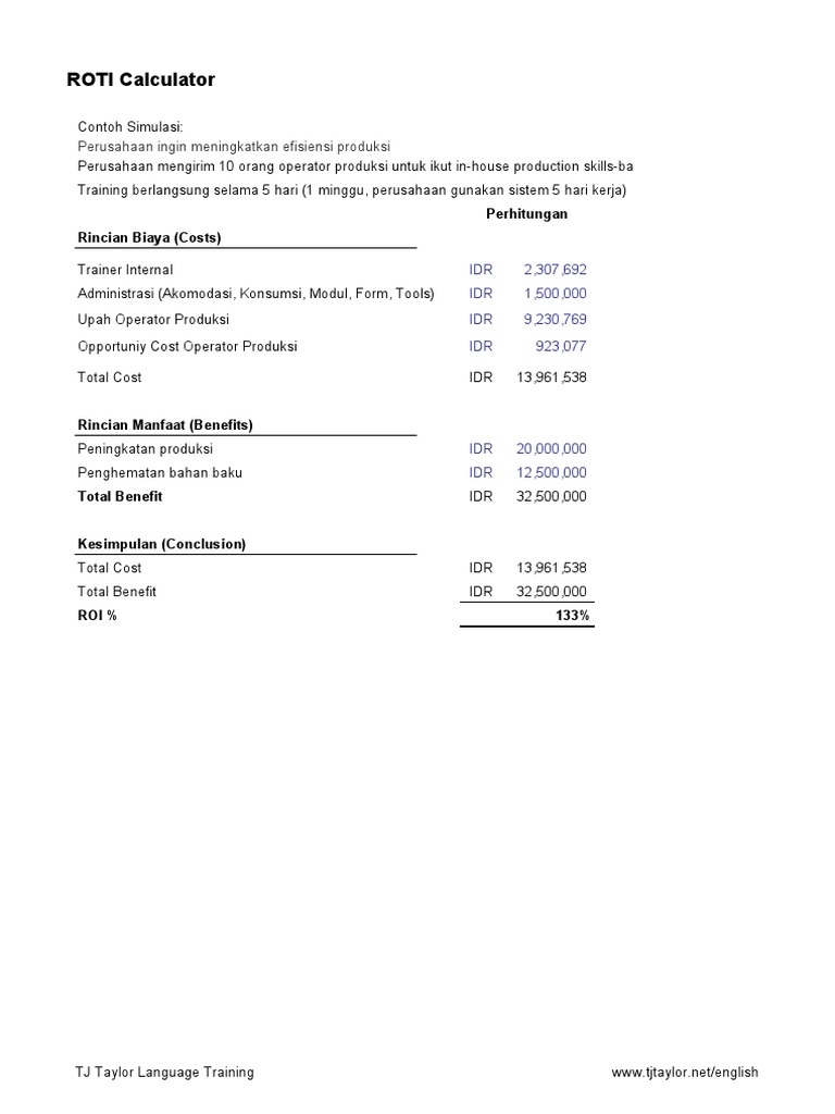 ROTI Calculator | PDF