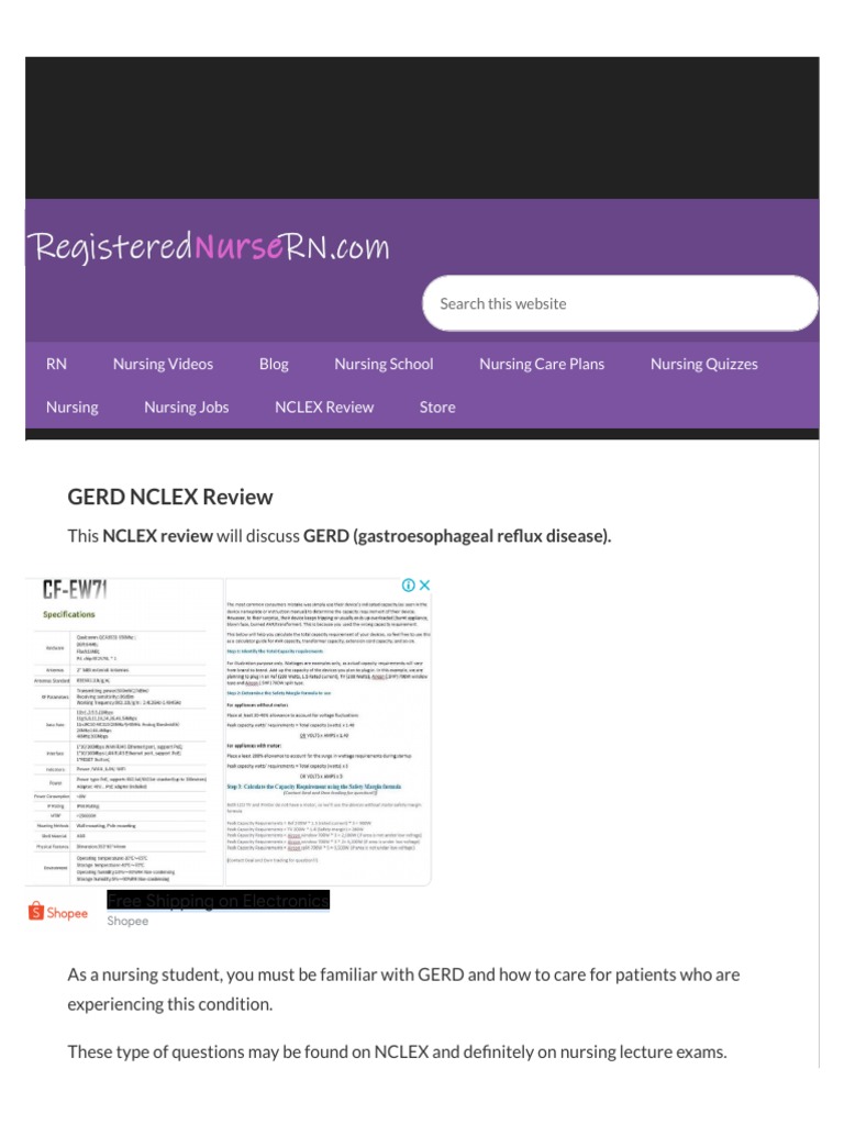 GERD Gastroesophageal Reflux Disease NCLEX Review | PDF ...