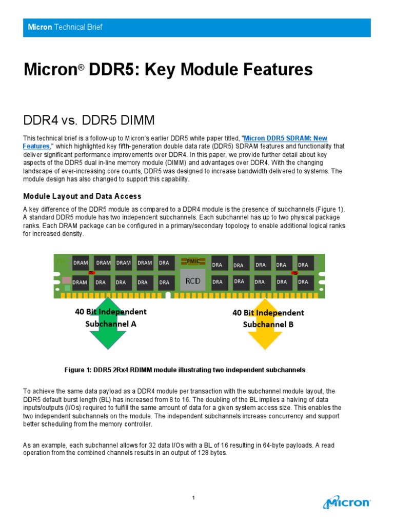Ddr5 Key Module Features Tech Brief | PDF