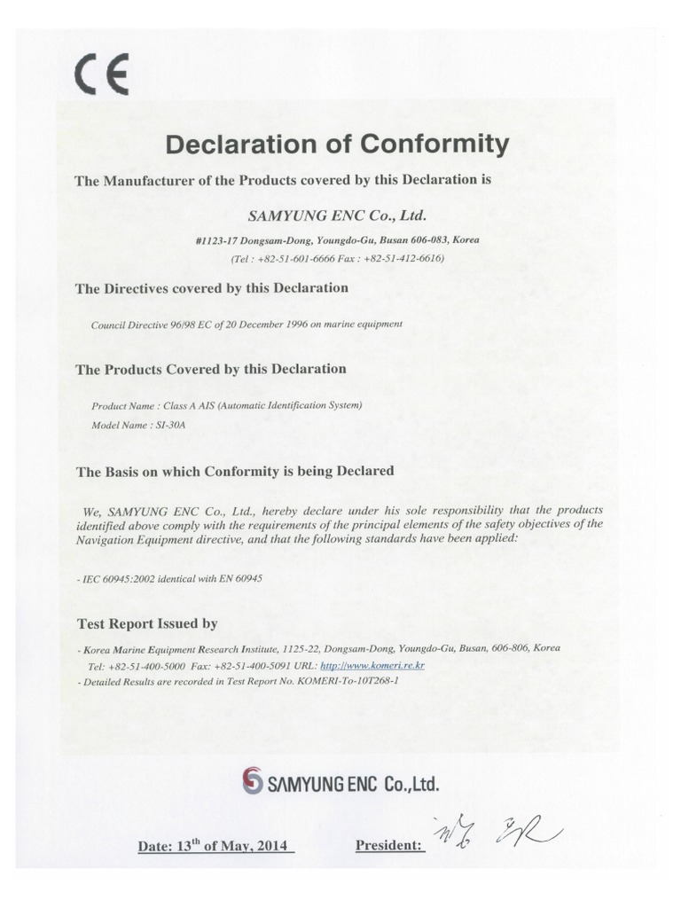 DECLARATION OF CONFORMITY SI-30A | PDF