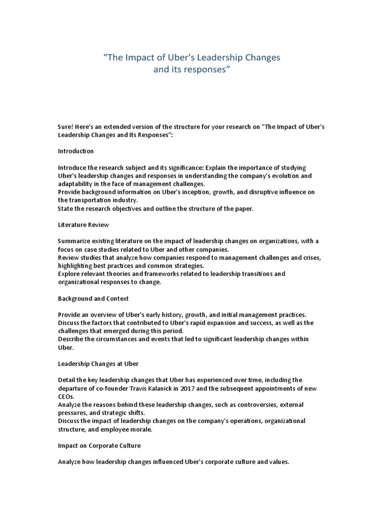 The Impact of Uber's Leadership Changes and Its Responses | PDF