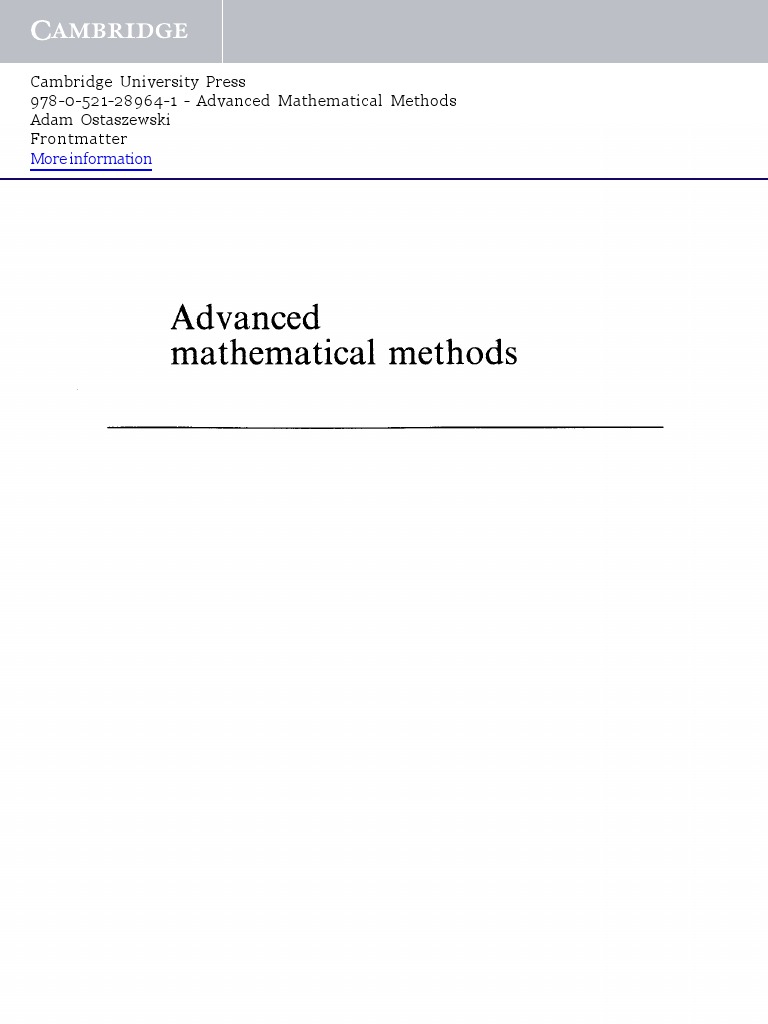 Advanced Mathematical Methods | PDF