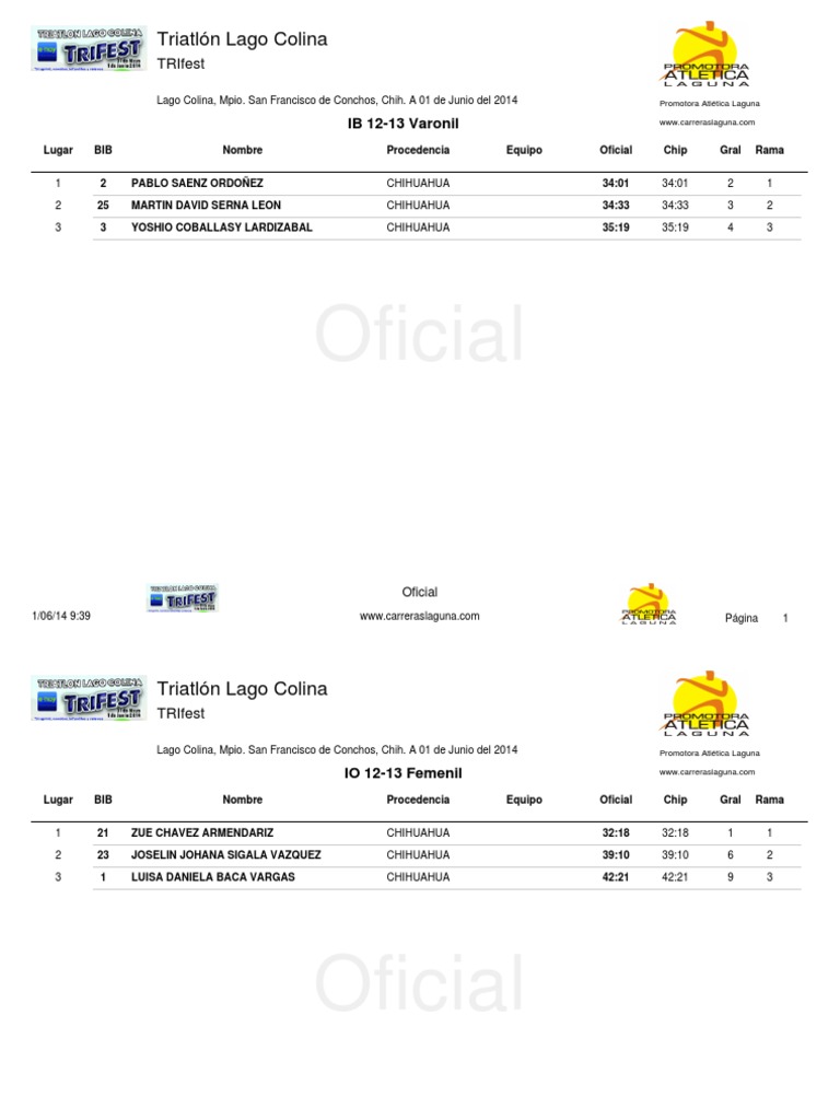 Triatlón Lago Colina | PDF | Nadando | Triatlón