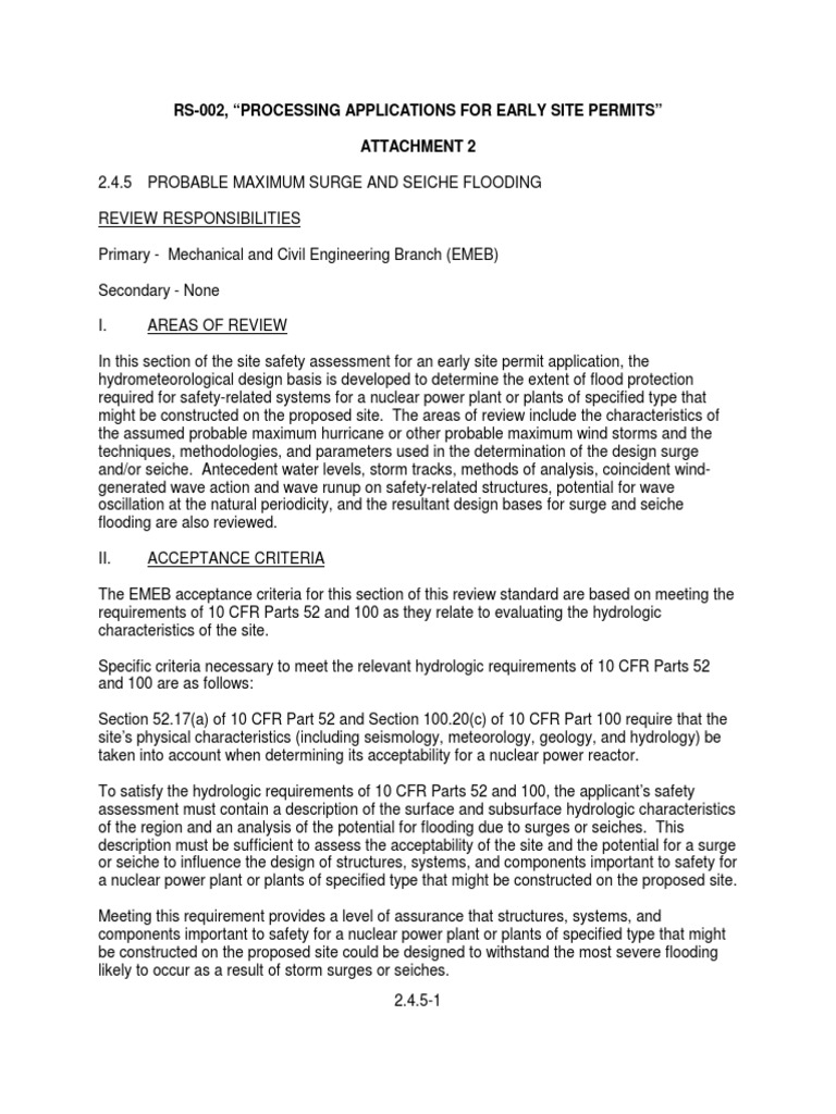 Early Site Permits: Surge & Seiche Flooding | PDF | Storm Surge | Flood
