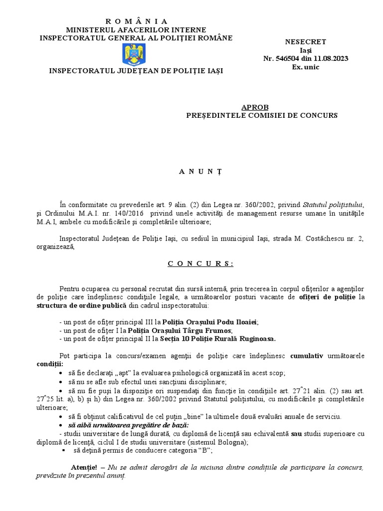 Anunt OP - TCO - 2023 | PDF