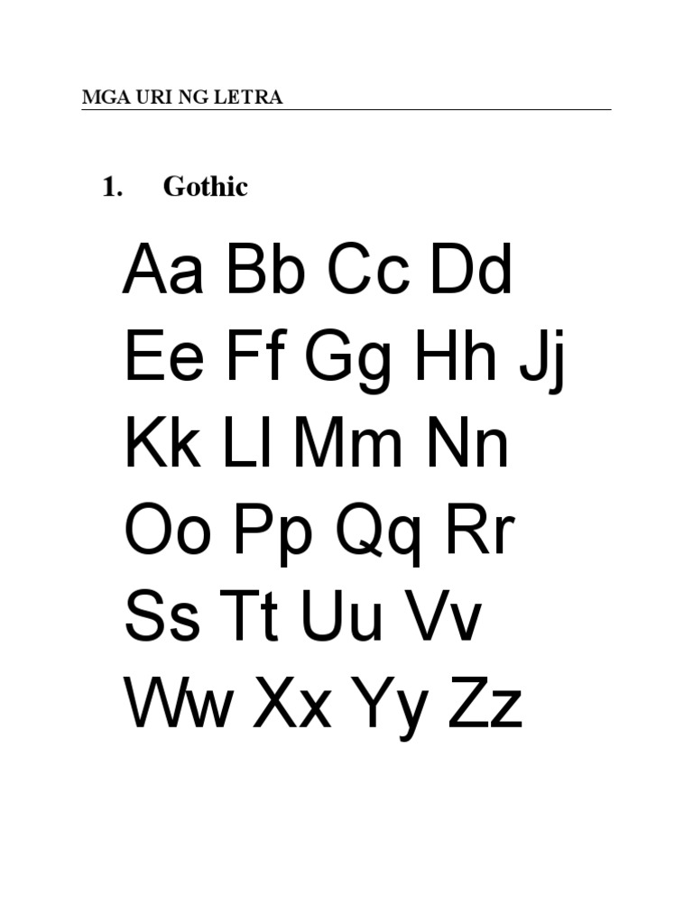 Mga Uri NG Letra | PDF