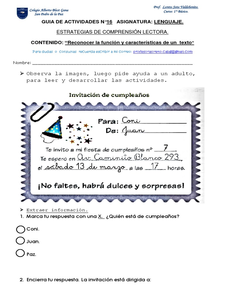 Comp. Lect. 1ºaño N°16 | PDF
