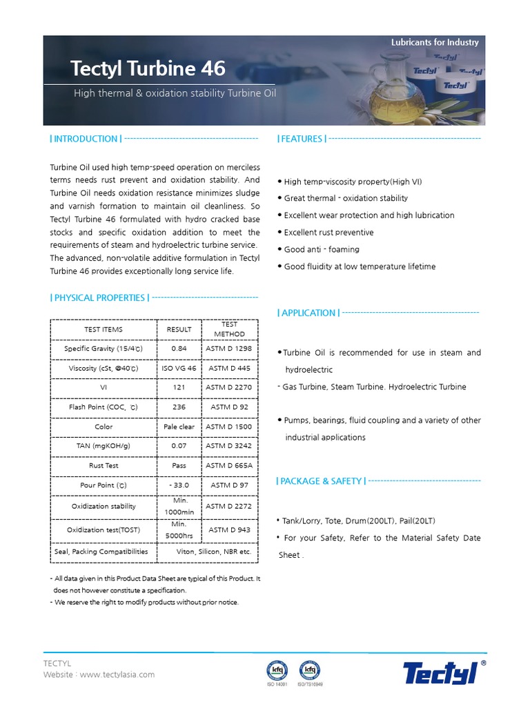 Tectyl Turbine 46 PDS EN | PDF