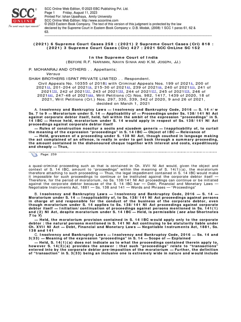 IBC Sec 33 (5) para 85, 86, 86.2 | PDF | Bankruptcy | Guarantee
