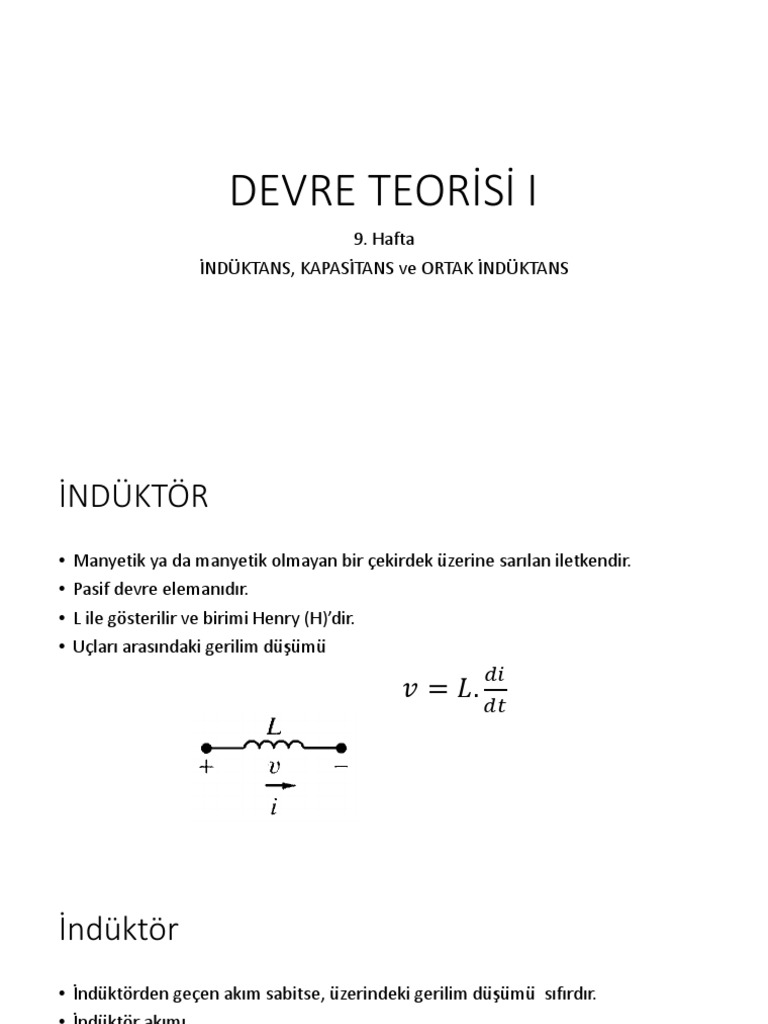 DEVRE TEORİSİ I_9hft | PDF