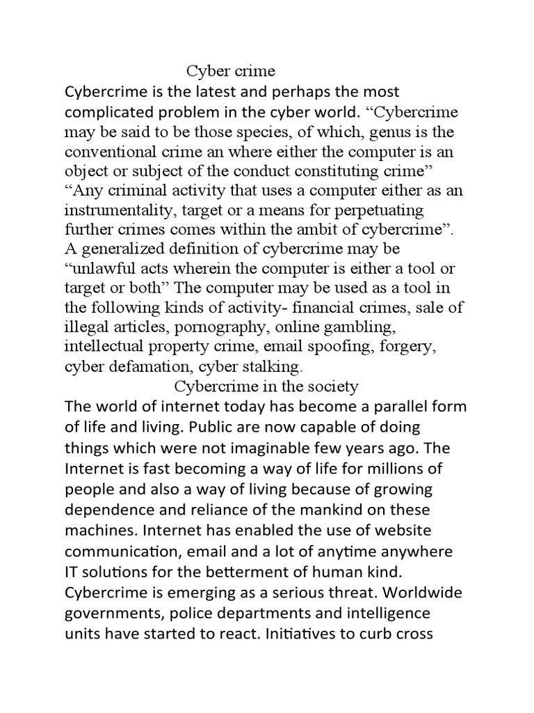 Cyber Crime Speech | PDF | Cybercrime | Security
