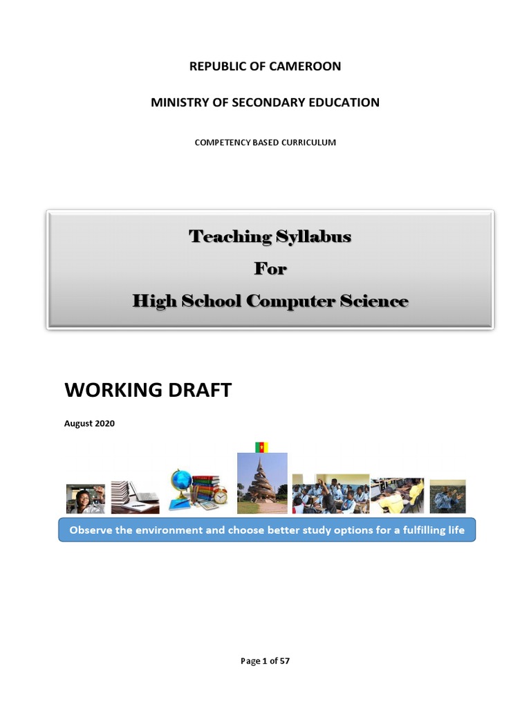 Cs Syllabus Working Draft 25 082020 Pdf Learning Computing