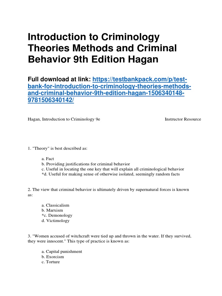 Criminology Theories and Methods 9th Ed. | PDF | Social Science
