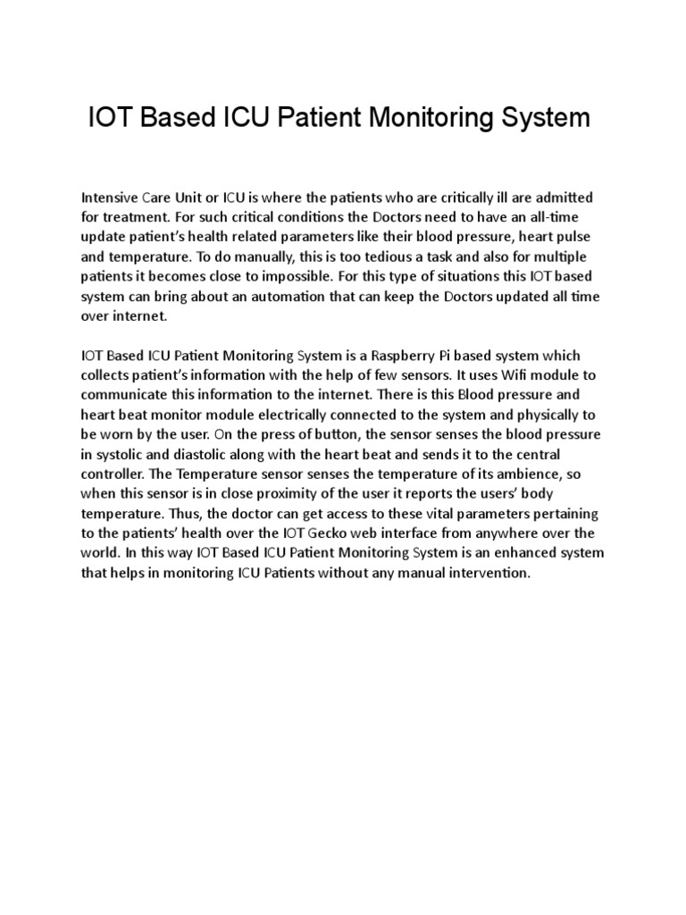 IoT ICU Patient Monitoring System | PDF | Computers