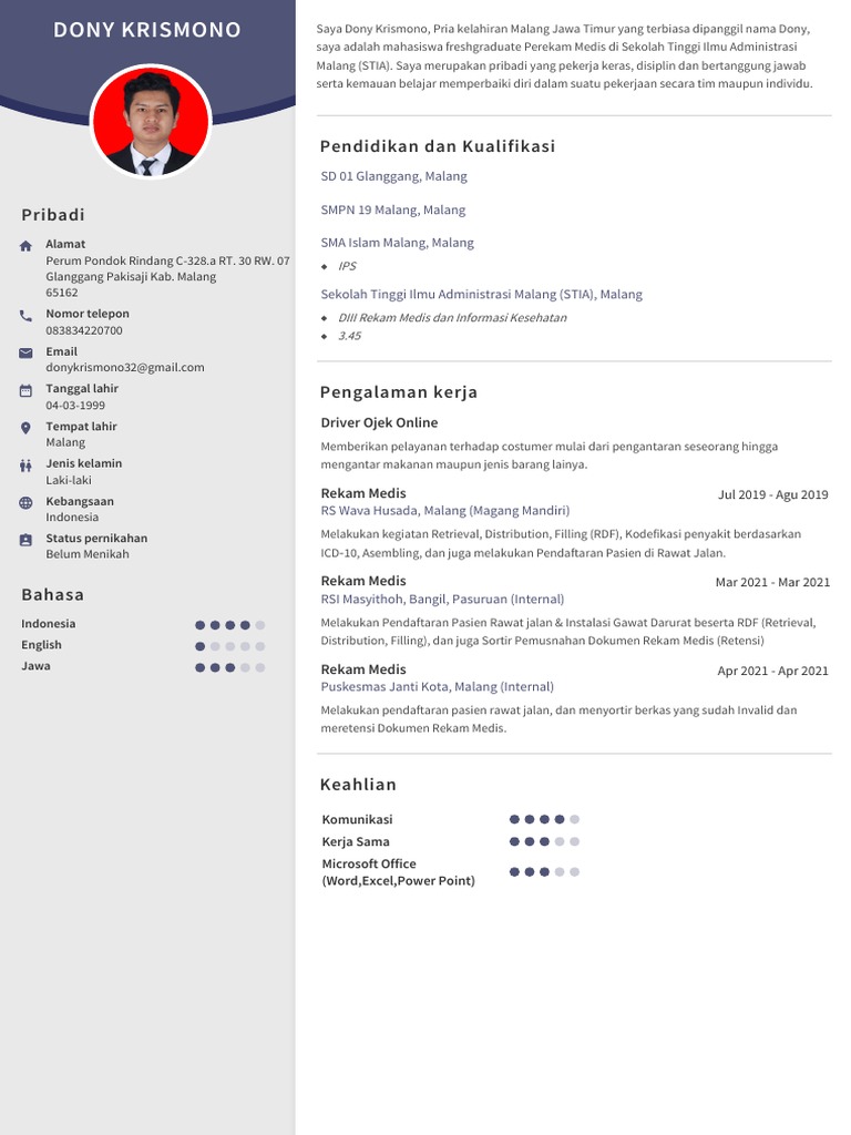CV Dony Krismono #1 | PDF