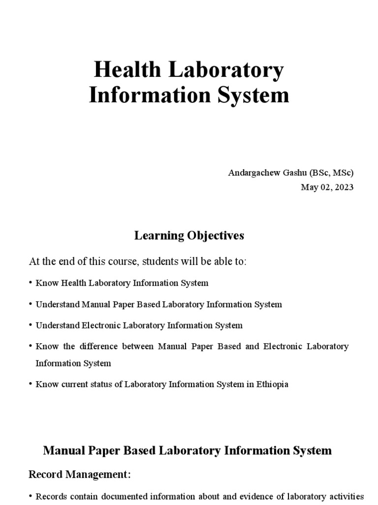 Health Laboratory Information Systems Guide | PDF | Records Management ...