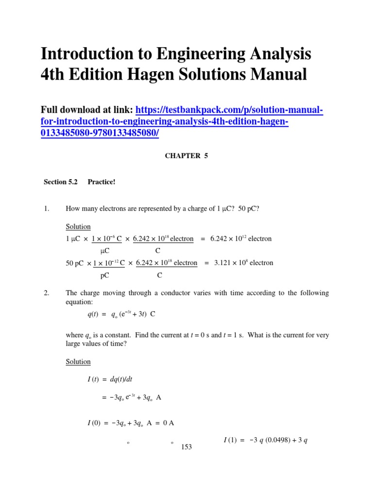Introduction To Engineering Analysis 4th Edition Hagen Solutions Manual Download | PDF ...