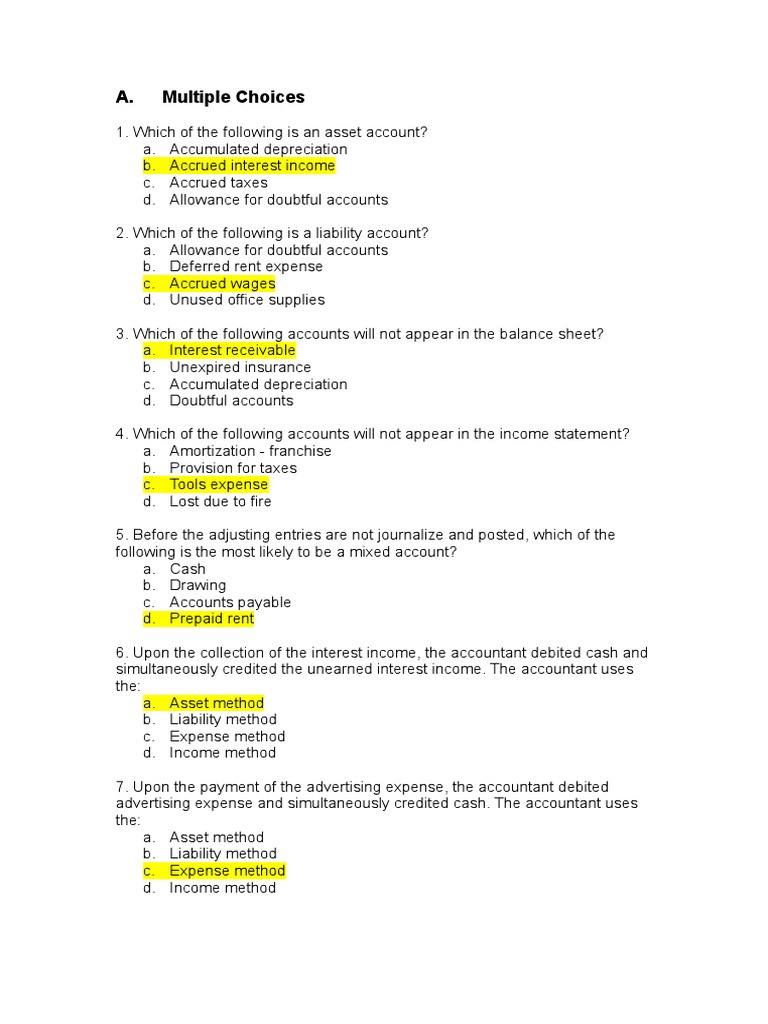 Multiple Choices and Matching Type | PDF