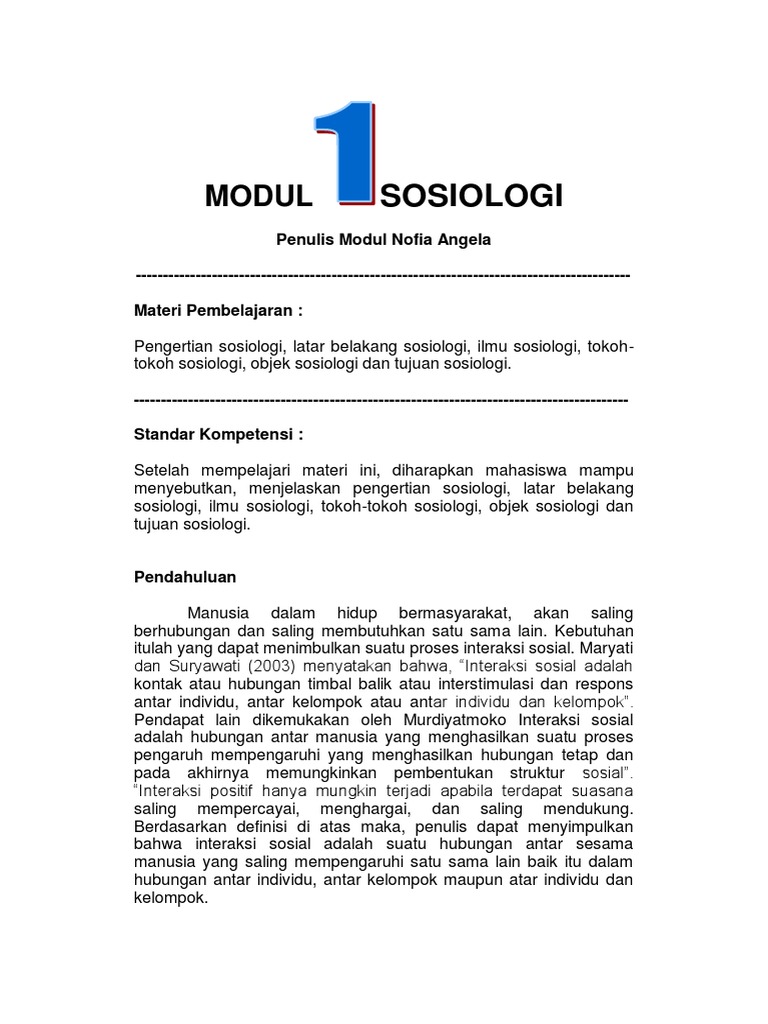 Modul 1 Sosiologi FIX | PDF