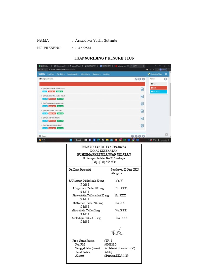 Form Skrining Resep SUGITO | PDF