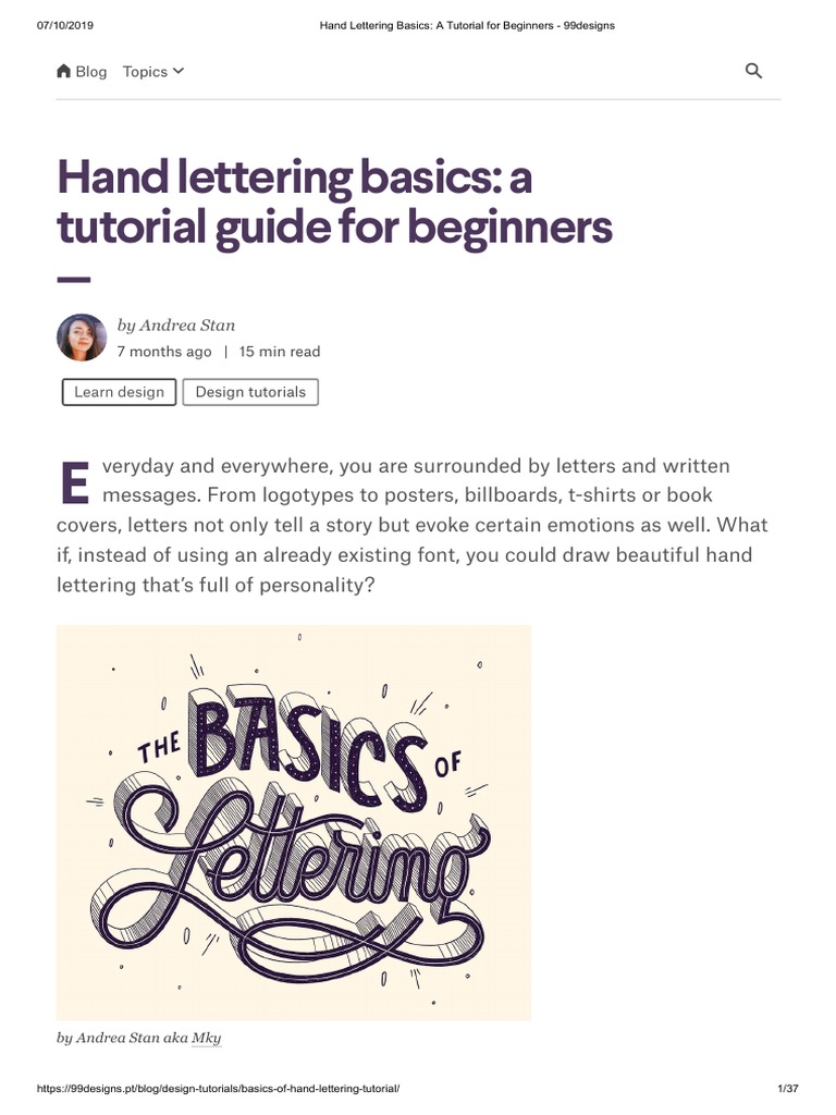 Hand Lettering Basics - A Tutorial For Beginners | PDF | Serif | Typography