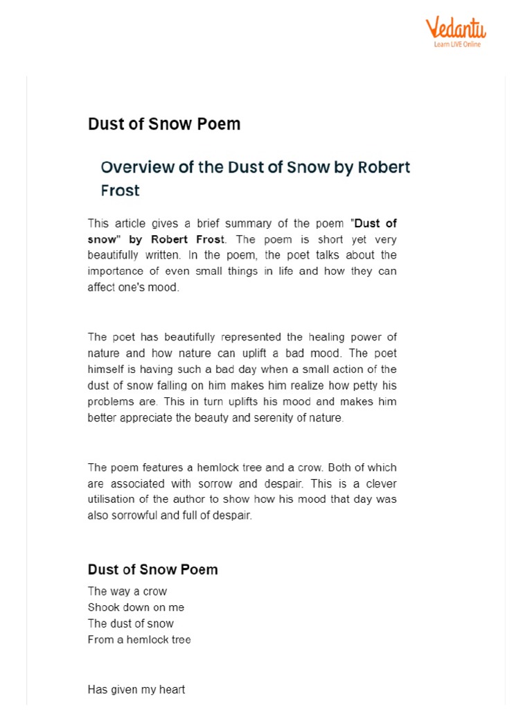 Dust of Snow Poem | PDF