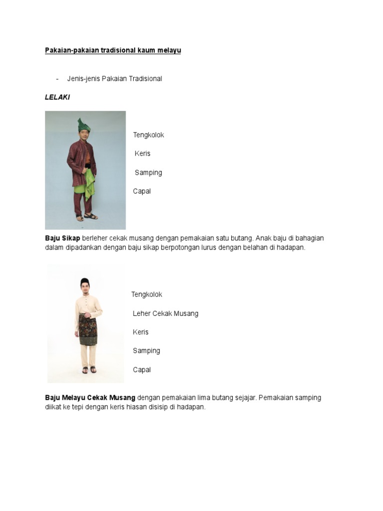 Pakaian-pakaian Tradisional Kaum Melayu | PDF