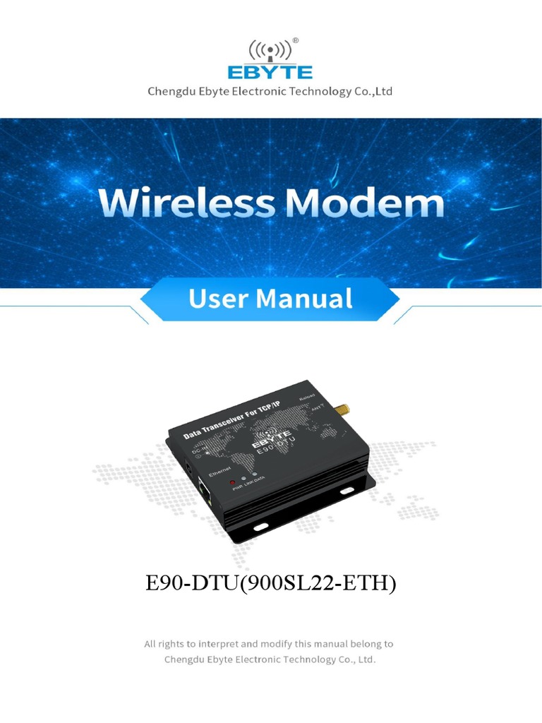 E90-DTU (900SL22-ETH) V2.0 UserManual EN v1.0 | PDF | Port (Computer ...
