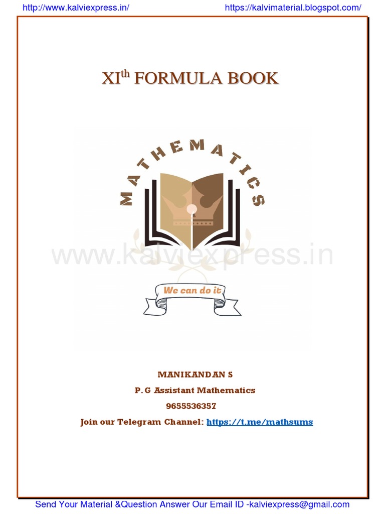11th Formula Book | PDF